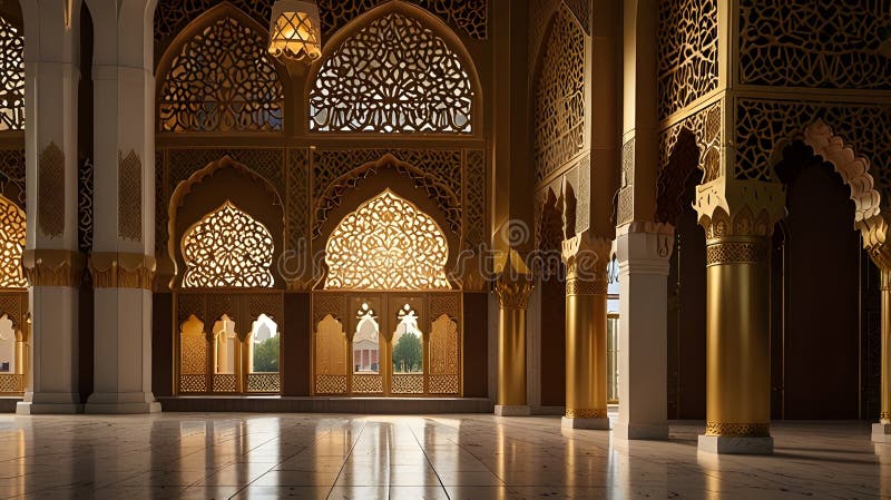 Islamic Architecture with Intricate Details and Golden Eid Decorations ...