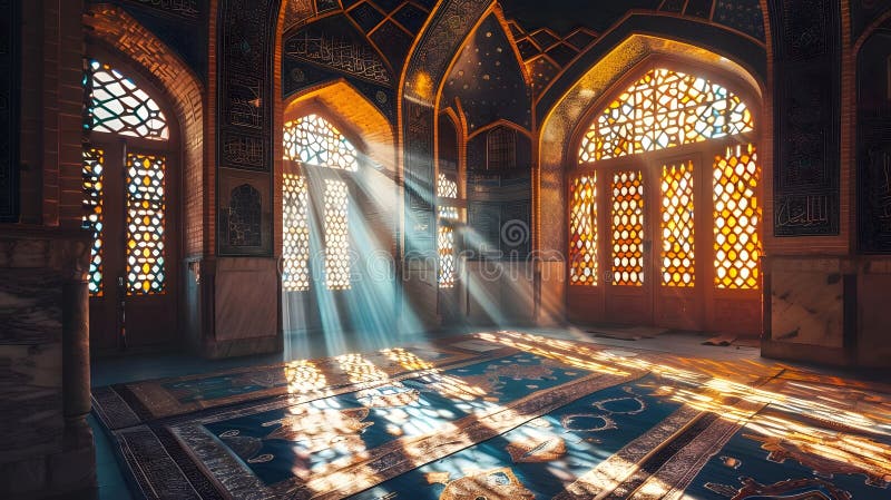 Islamic Architecture Intricate Geometric Patterns in Mosque Interior ...