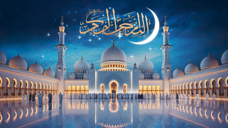 Islamic Architecture is Lit by Moonlight Stock Illustration ...