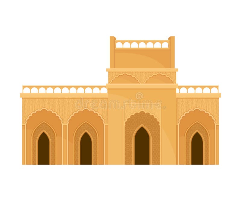 Islamic Architecture with Pointed Arches and Geometric Patterned ...
