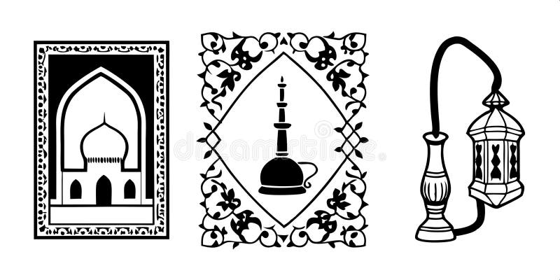 Islamic Art Patterns Featuring Mosque, Minaret, and Lantern Motifs ...