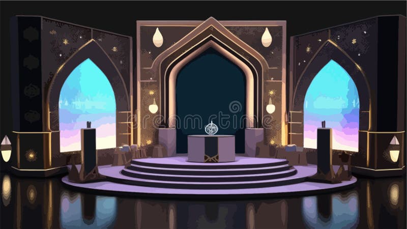 ISLAMIC BACKGROUND BOOTH STAGE for RAMADAN EID FITR Stock Illustration ...