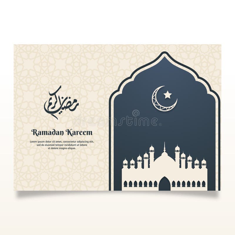 Islamic Background Greeting Card Design with Simple Mosque Ornaments ...