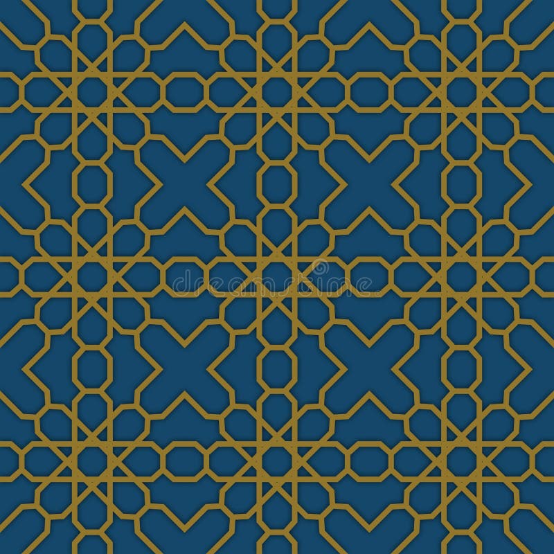Islamic Brown Geometric Pattern in Navy Background Vector Suitable for ...