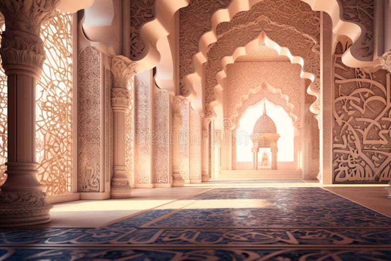 Islamic Calligraphy on a Mosques Interior Walls. Generative Ai Stock ...