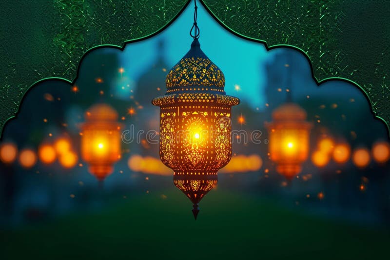 Islamic Celebration Traditional Lanterns Create a Vibrant Backdrop for ...