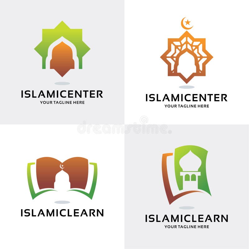 Islamic Center Learning Logo Set Design Template Collection Stock ...
