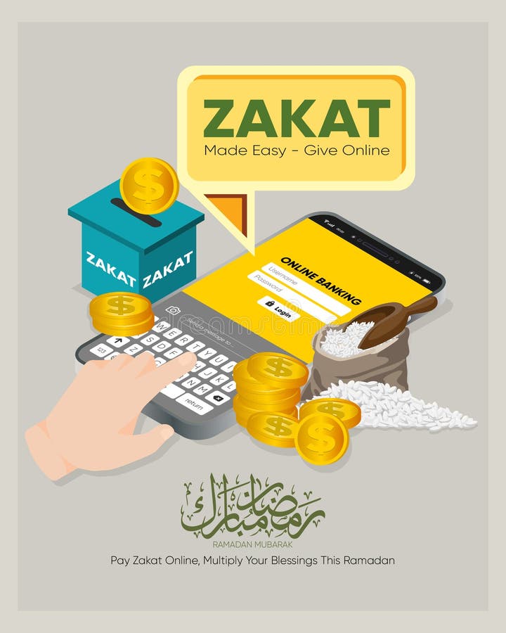 Islamic Charity Concept with Online Zakat Payment Stock Vector ...
