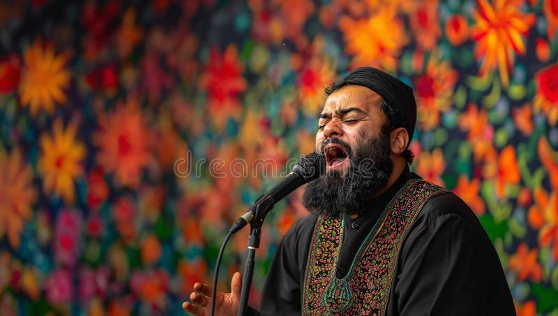 Islamic Cleric Giving a Speech on a Microphone. Stock Illustration ...