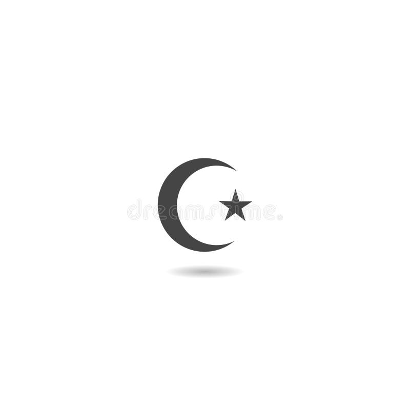 Islamic Crescent Moon Icon with Shadow Stock Vector - Illustration of ...