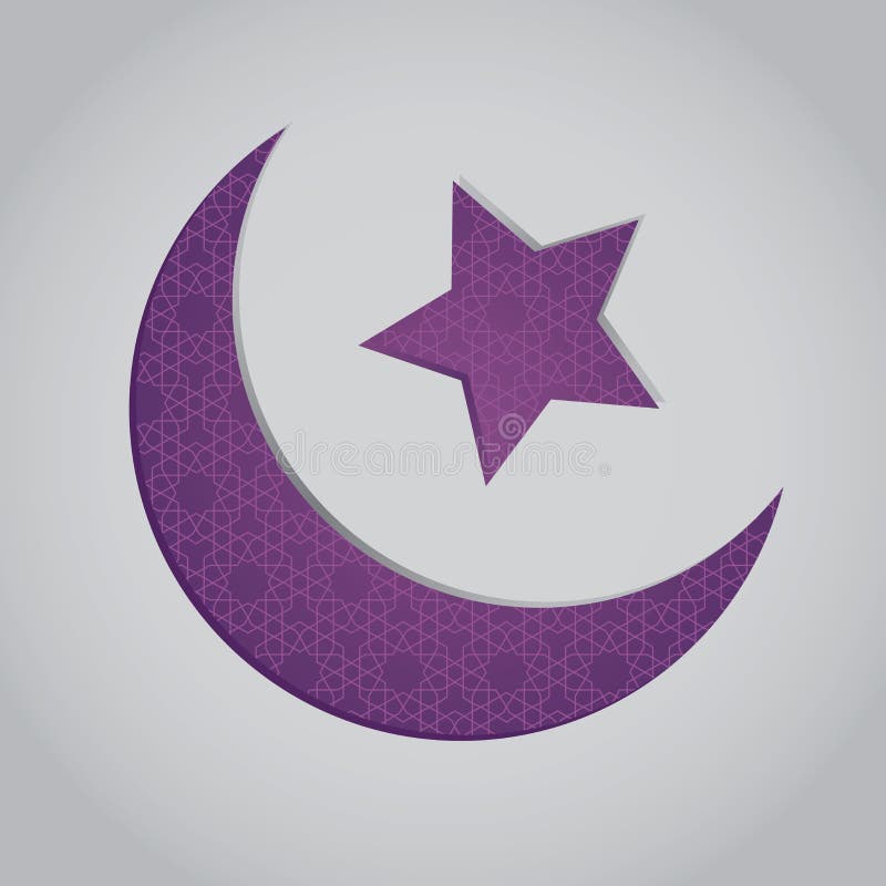 Islamic Crescent Moon and Star with Arabic Pattern Background Stock ...