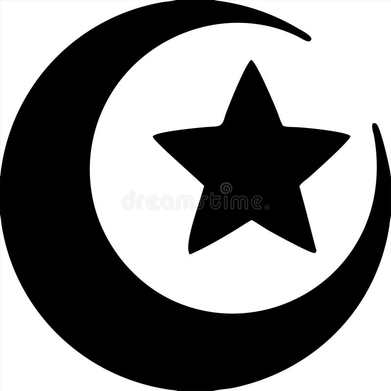 Islamic Crescent Moon and Star Symbol Vector for Religious and Cultural ...
