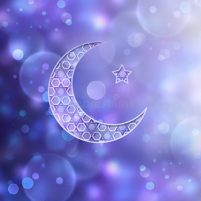 Islamic Crescent Moon and Lanterns. Stock Vector - Illustration of ...
