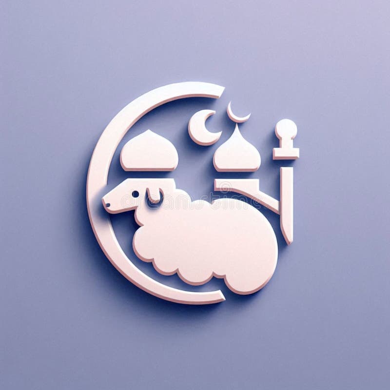 Islamic 3d Logo Design Accompanied by Sheep and Mosque Stock ...