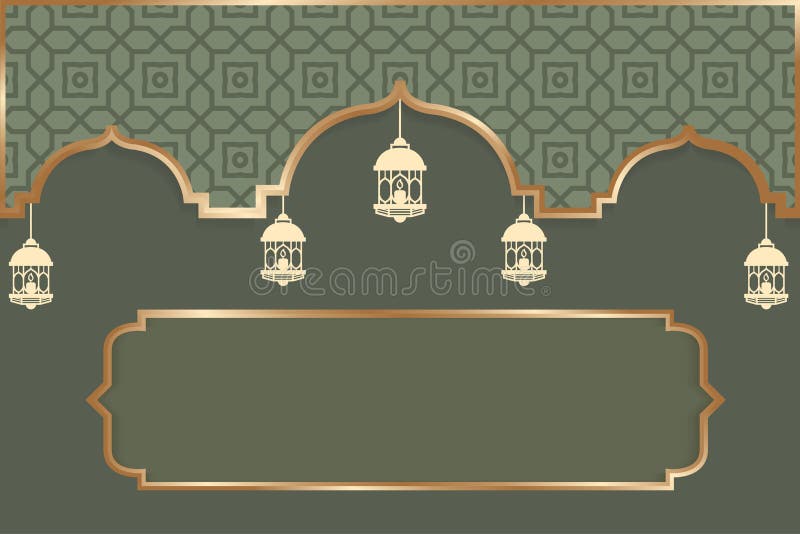 Islamic with Decorative Elements and Green Background Stock Vector ...