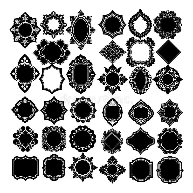 Islamic Decorative Shapes Baroque Frame Silhouettes Vector Frames or ...