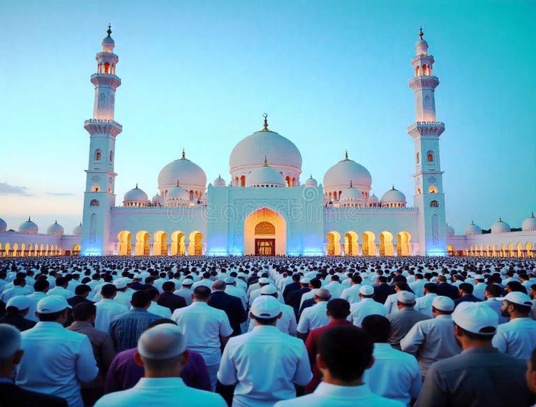 Islamic Devotion and Unity in a Grand Congregational Prayer Stock Image ...