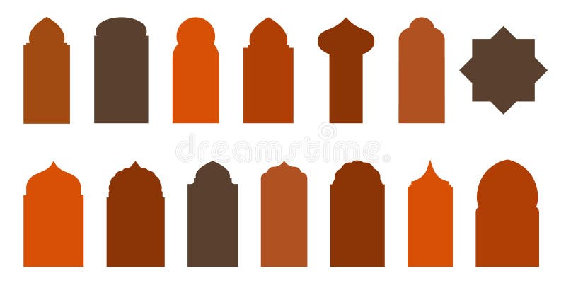 Islamic Doors and Arabian Windows Set. Mosque Islamic Frames. Muslim ...