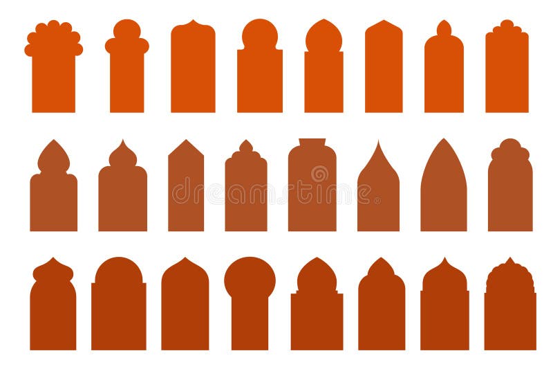 Islamic Doors and Arabian Windows Set. Mosque Islamic Frames. Muslim ...
