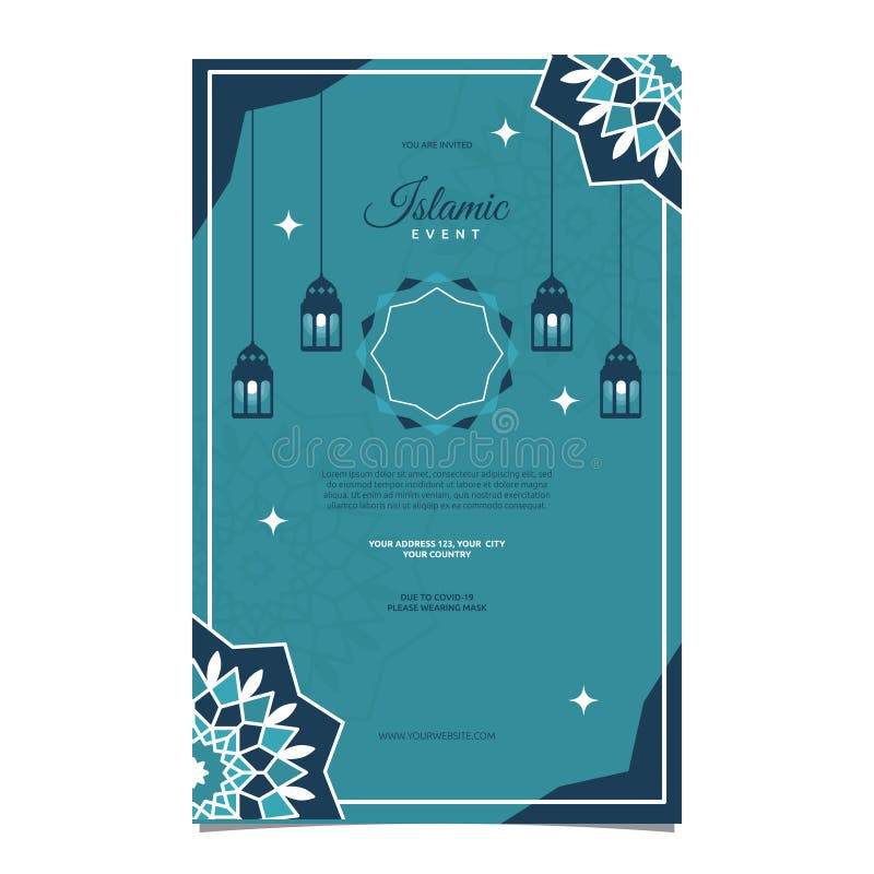 Islamic Event Invitation Card Frame Background Simple Flat Design Stock ...