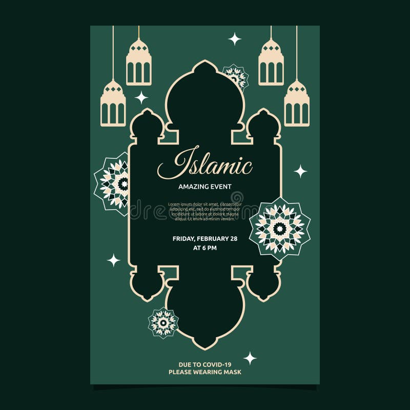 Islamic Event Invitation Card Frame Background Simple Flat Design Stock ...
