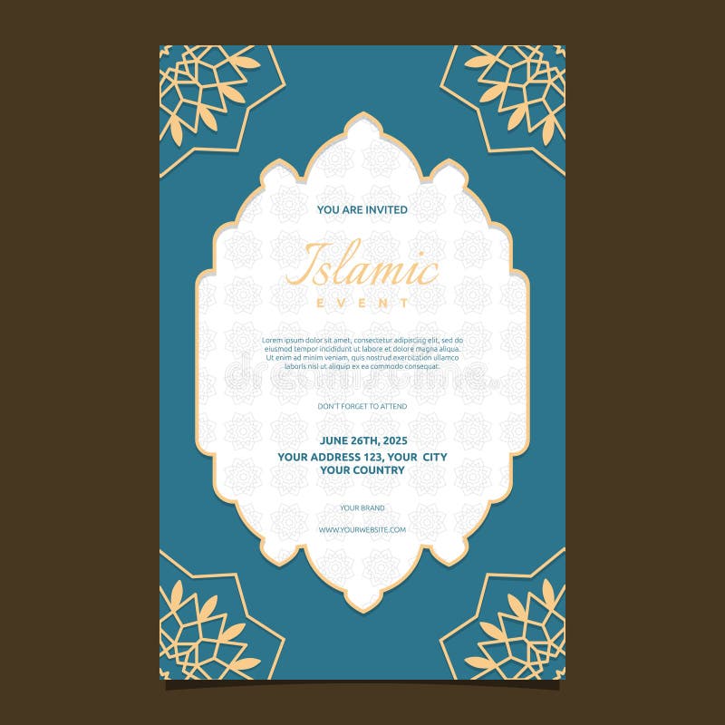 Islamic Event Invitation Card Frame Background Simple Flat Design Stock ...