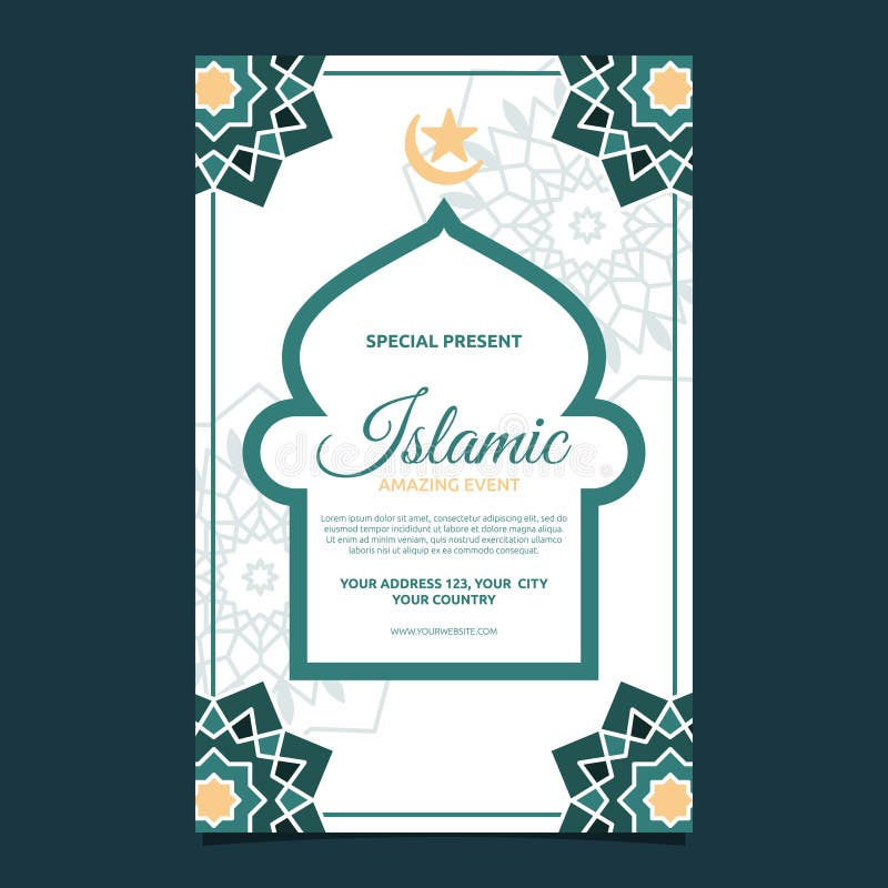 Islamic Event Invitation Card Frame Background Simple Flat Design Stock ...
