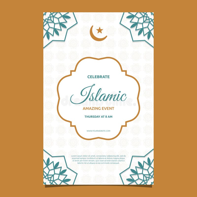 Islamic Event Invitation Card Frame Background Simple Flat Design Stock ...