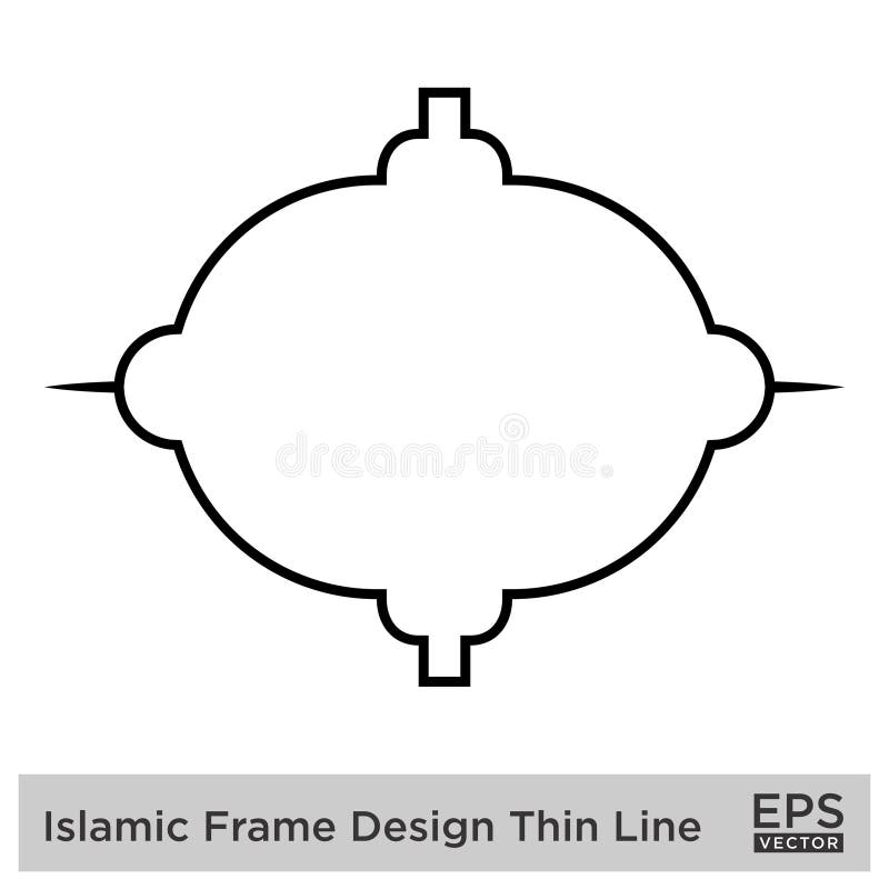 Islamic Frame Design Thin Line Black Stroke Silhouettes Design ...