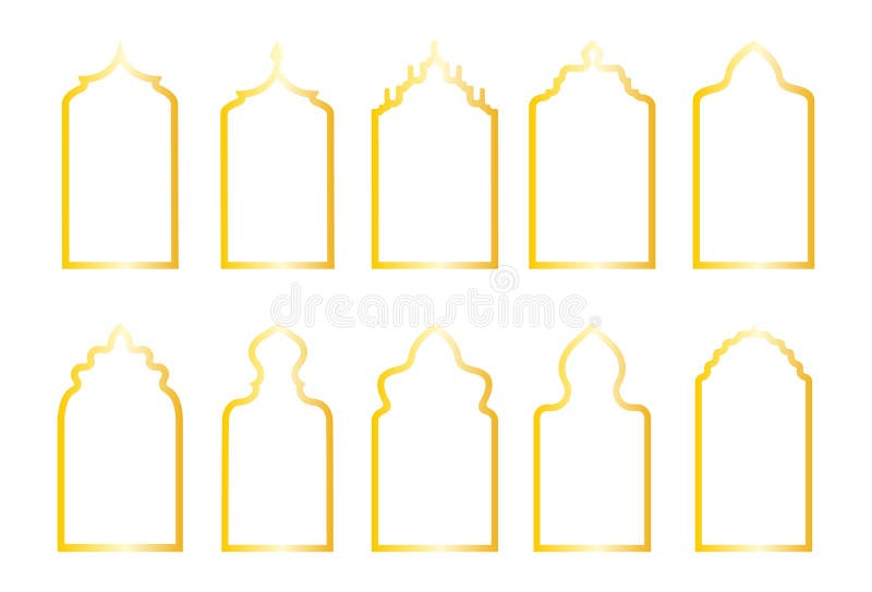 Islamic Frames Shape of a Window or Door Arch. Arab Frame Set. Vector ...