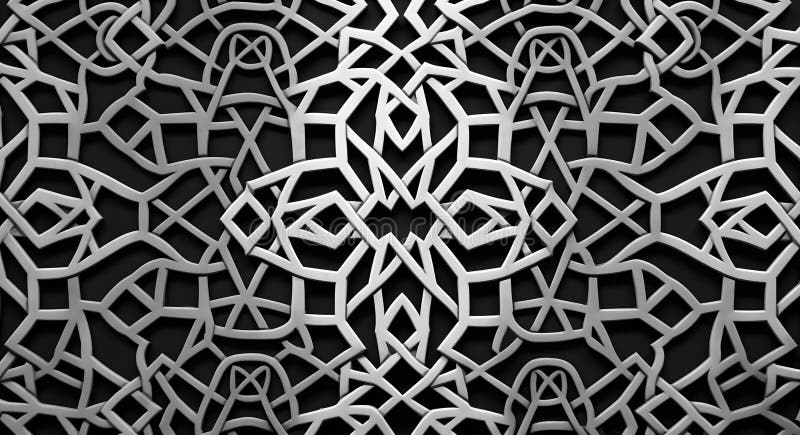 Islamic Geometric Pattern Black and White Stock Illustration ...