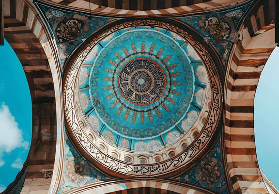 Islamic Geometric Patterns Dome Ceiling Stock Illustration ...