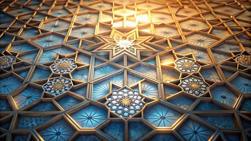 Islamic Geometric Patterns with Soft Lighting Stock Illustration ...