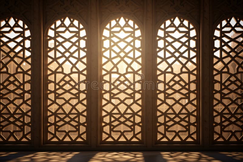 Islamic Geometric Patterns on a Window Grille. Generative Ai Stock ...