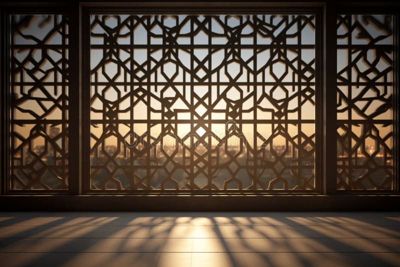 Islamic Geometric Patterns on a Window Grille. Generative Ai Stock ...