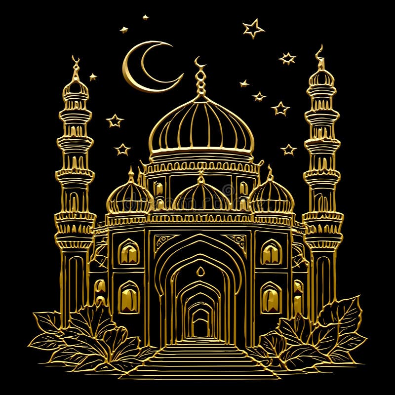 Islamic Gold 3D Ramadan Card Template To Use in Graphics. Stock ...