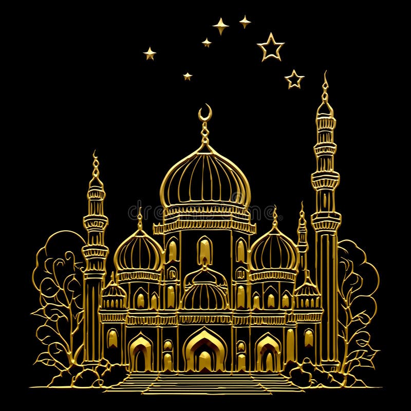 Islamic Gold 3D Ramadan Card Template To Use in Graphics. Stock ...