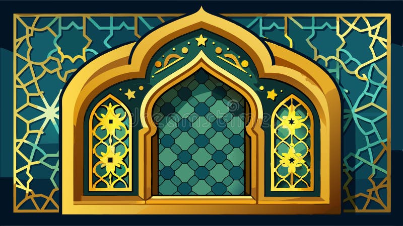 Islamic Golden Window Frame Stock Vector - Illustration of oriental ...