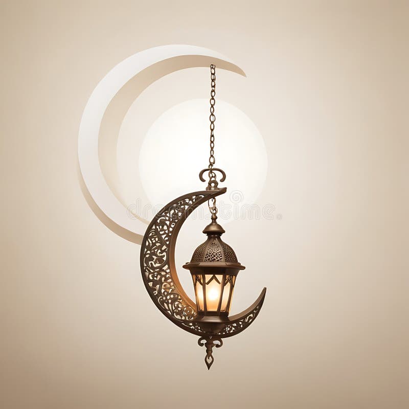 Islamic Greeting Eid Mubarak Card Design with Beautiful Crescent Stock ...