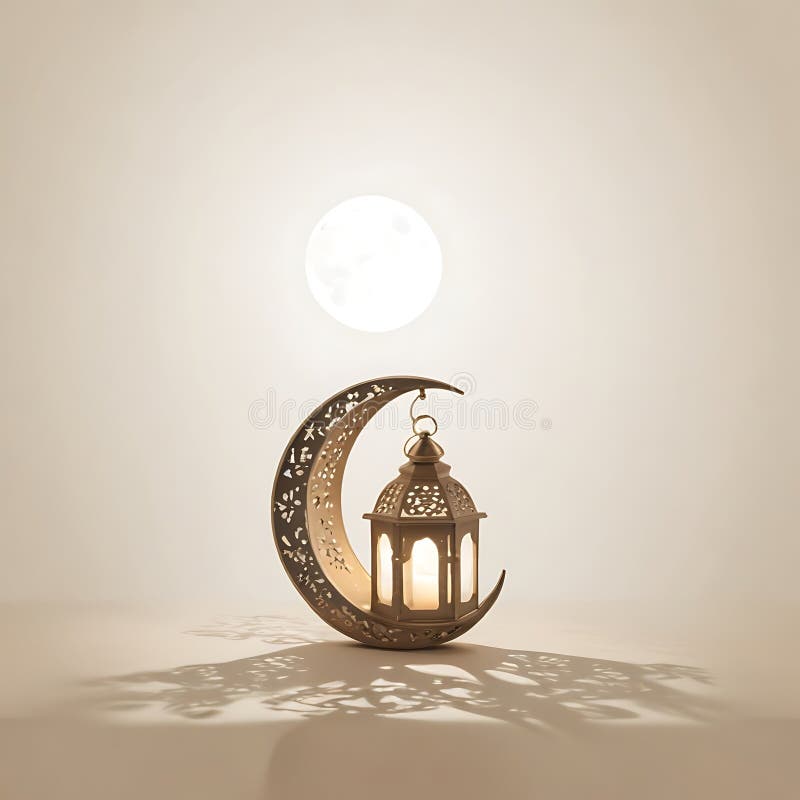 Islamic Greeting Eid Mubarak Card Design with a Beautiful Crescent ...