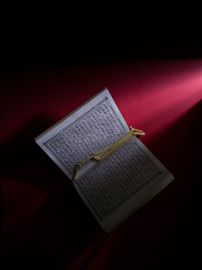Islamic Holy Book Quran with Rosary Beads on Red Stock Image - Image of ...