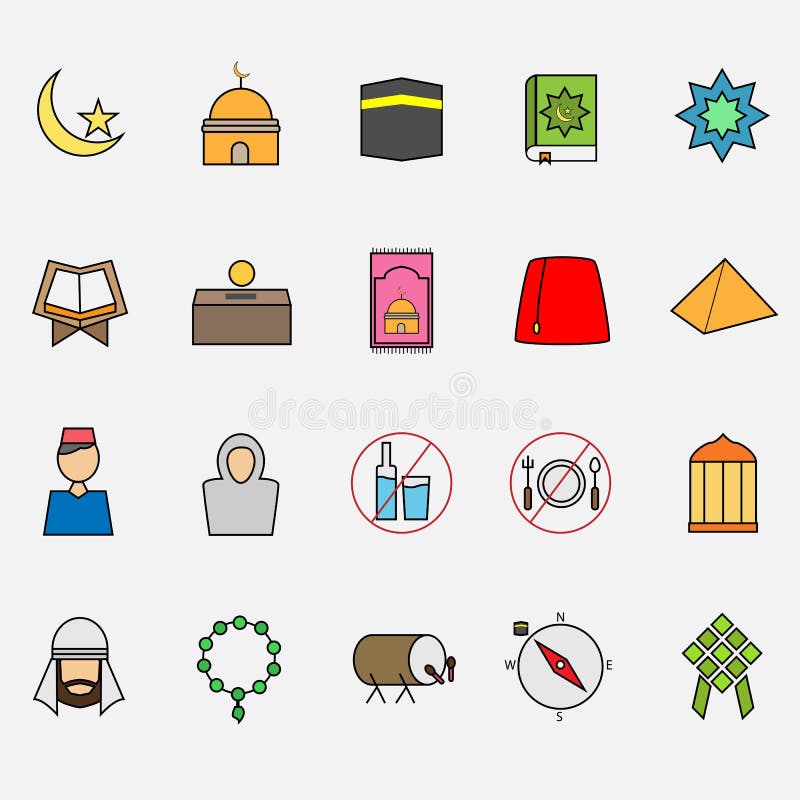 Islamic Icon set stock vector. Illustration of koran - 180104167