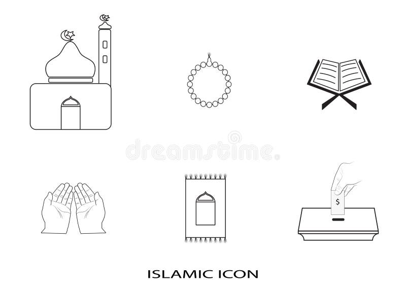 Islamic icon set stock vector. Illustration of hajj - 254813528