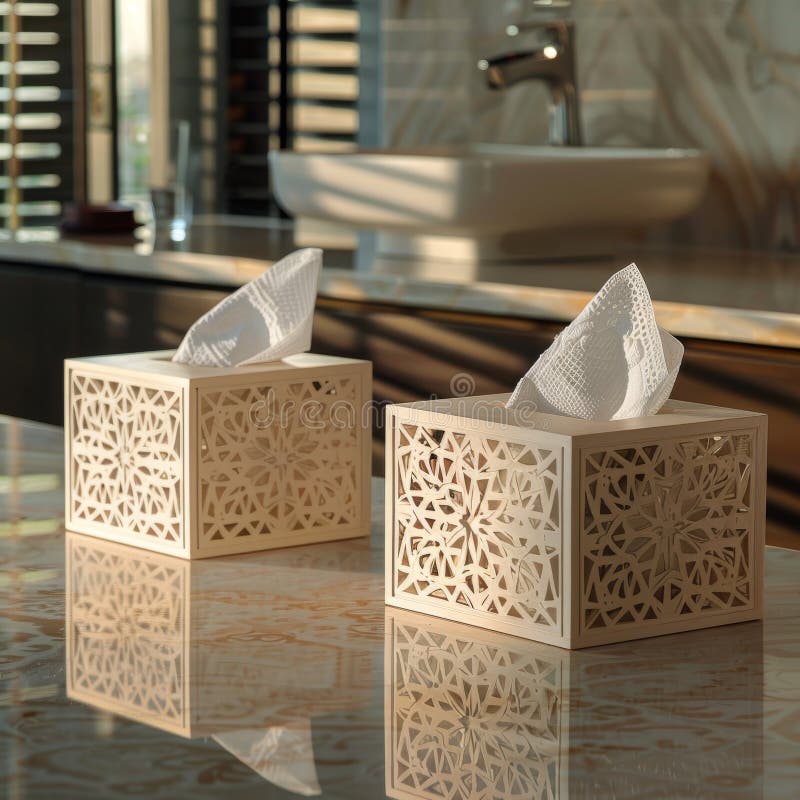 Islamic-inspired Tissue Box Holders with Embossed Patterns Stock ...