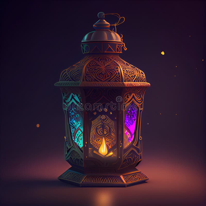 Islamic Lantern with Soft Background, Generative Ai Stock Illustration ...