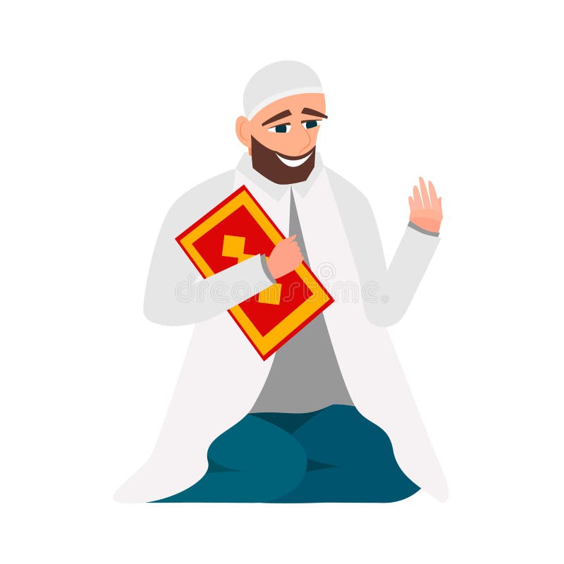 Muslim Men and Arabic Calligraphy for Eid-Ul-Adha. Stock Illustration ...