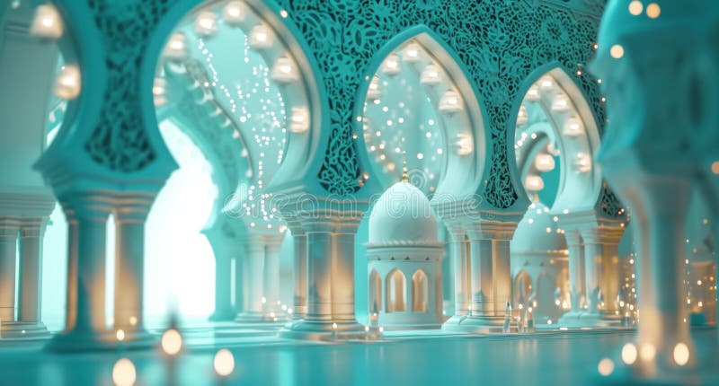 A Islamic Masjid on a Blue Background Stock Illustration - Illustration ...