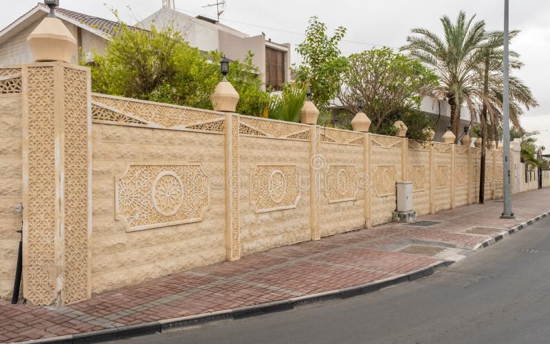 Islamic Middle Eastern Wall Pattern on a Yellow Compound Wall in Doha ...