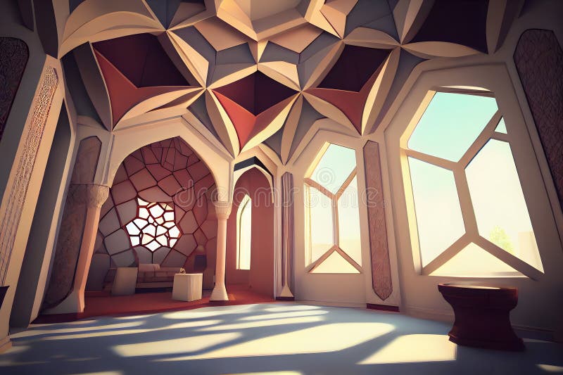Islamic Modern Room Interior with Polygon Shape, Ai Generative Stock ...