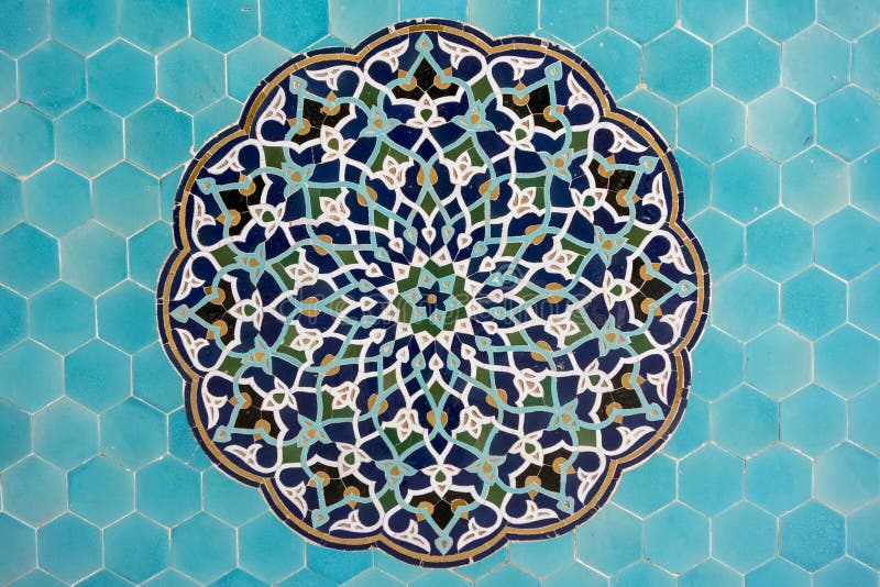 Islamic Mosaic Pattern with Blue Tiles Stock Photo - Image of religious ...